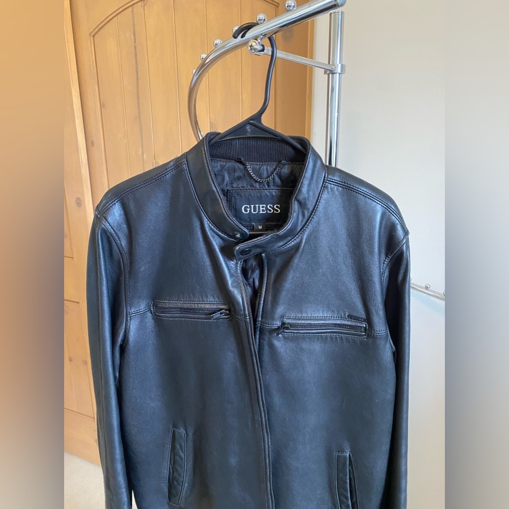 Mens Guess Genuine Leather Jacket - Gem